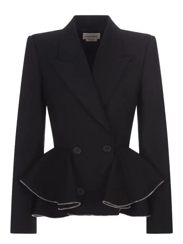 Alexander McQueen Peplum Double-breasted Blazer - Black