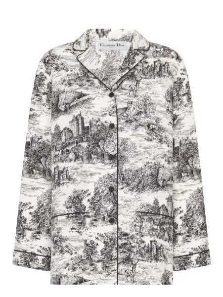 Dior Toile De Jouy Print Silk Shirt - Gray