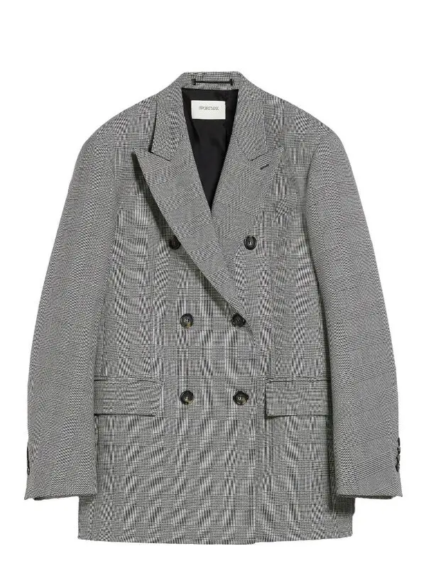 Sportmax Double-breasted Check Blazer - Gray