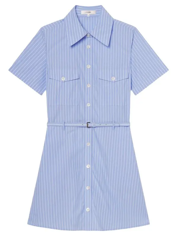 FRAME Striped Belted Mini Dress - Blue