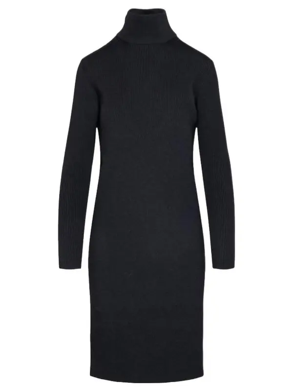 Bottega Veneta Open Back Turtleneck Knit Dress - Black