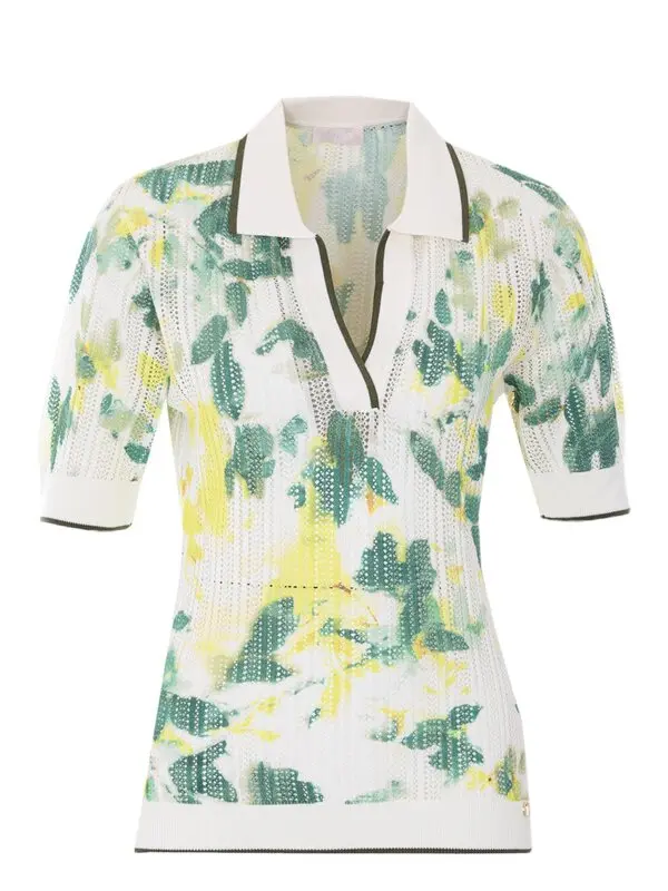 Liu Jo V-neck Knit Polo With Lapel Collar - White