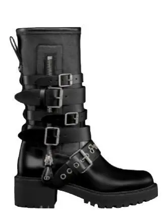 Dior Buckled Zip Boots - Black
