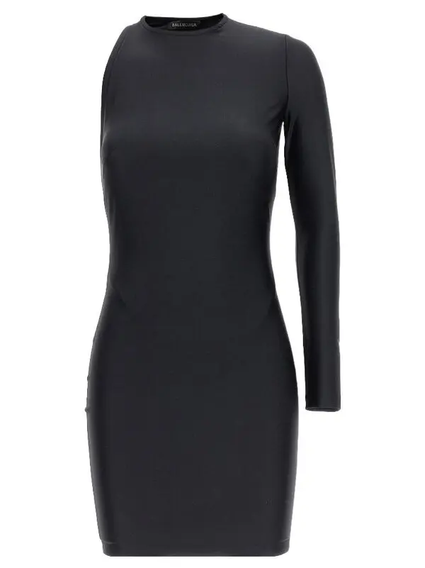 Balenciaga One-shoulder Mini Dress With Back Cut-out - Black