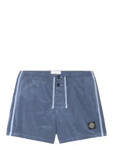 Stone Island Logo Patch Drawstring Shorts - Air Force Blue