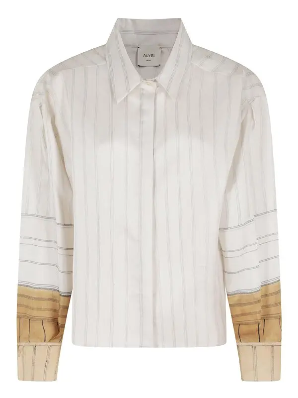 ALYSI Long Sleeved Striped Shirt - White