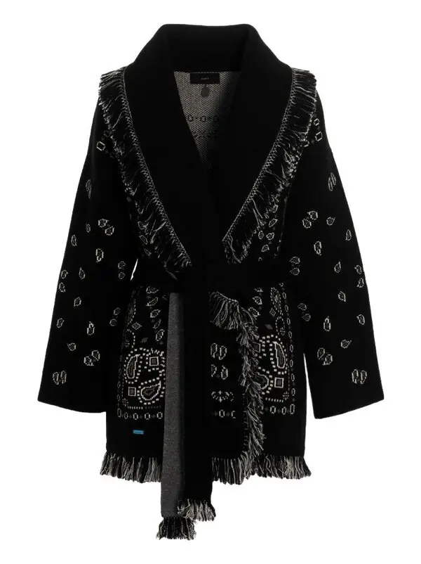 Alanui Cashmere Jacquard Cardigan - Black