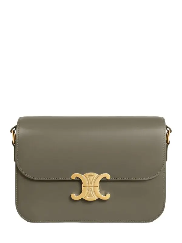 Celine Classique Triomphe Bag In Shiny Calfskin - Golden Khaki