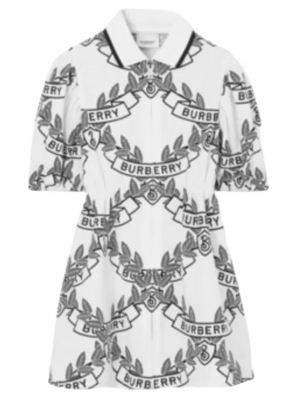 Burberry Crest-print Cotton Dress - White