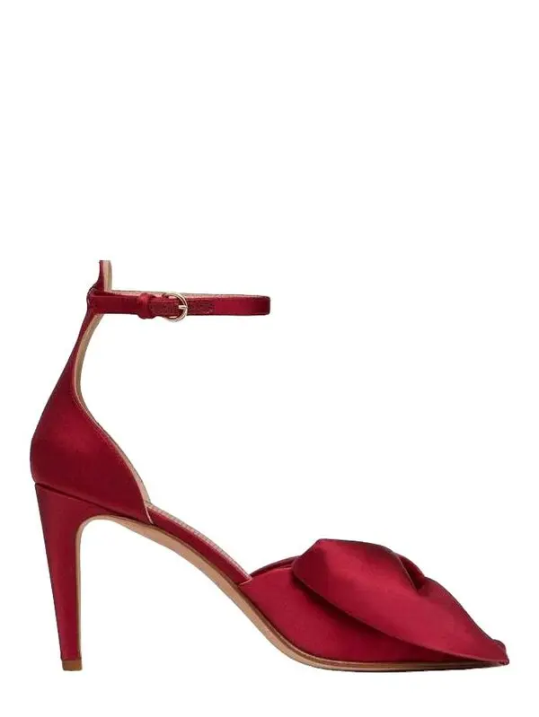 Red Valentino Valentino Satin Bow-embellished Pumps - Red