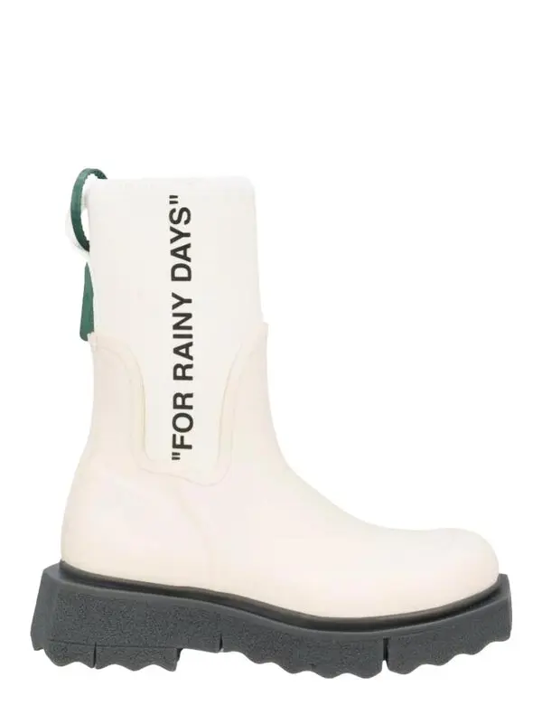 Off-White Slogan Print Ankle Boots - White