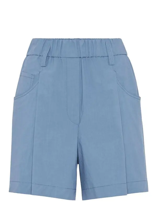 Brunello Cucinelli Monili Embellished Elastic Waist Shorts - Air Force Blue