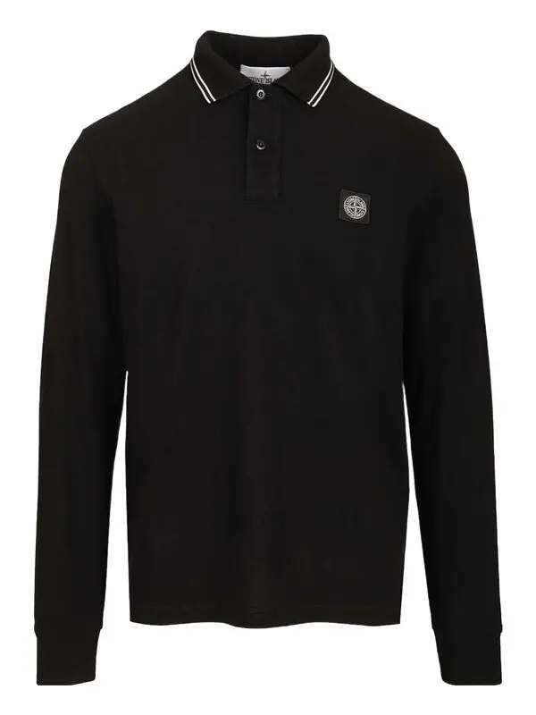 Stone Island Long-sleeved Polo Shirt - Black
