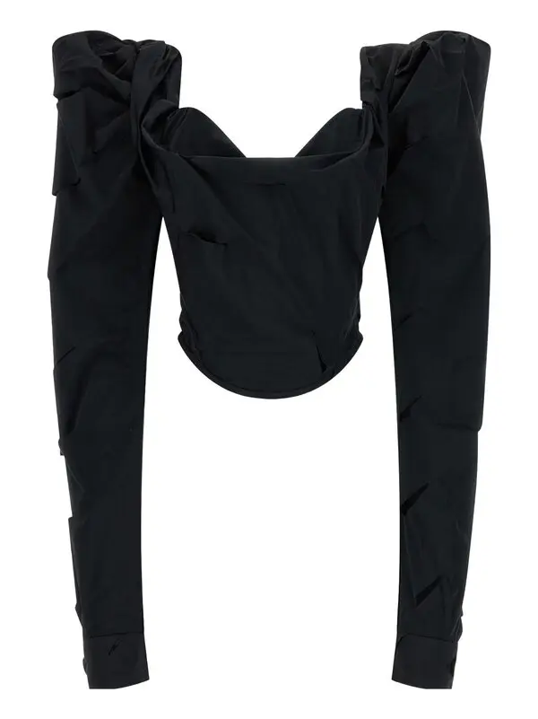 VIVIENNE WESTWOOD Taffeta Corset Top With Puff Sleeves - Black