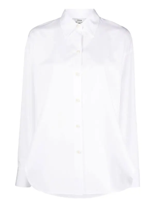 Vince Side-slit Cotton Shirt - White