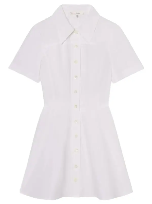 FRAME Buttoned Short-sleeve A-line Dress - White