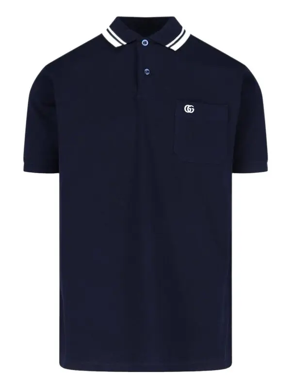 Gucci Logo Embroidered Short-sleeve Polo Shirt - Blue