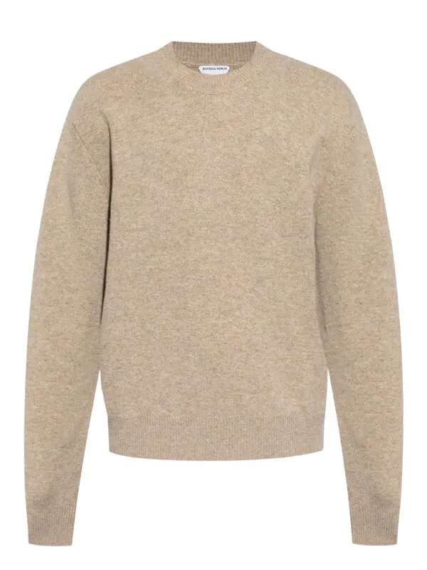Bottega Veneta Crewneck Knitted Jumper With Elbow Patches - Nude