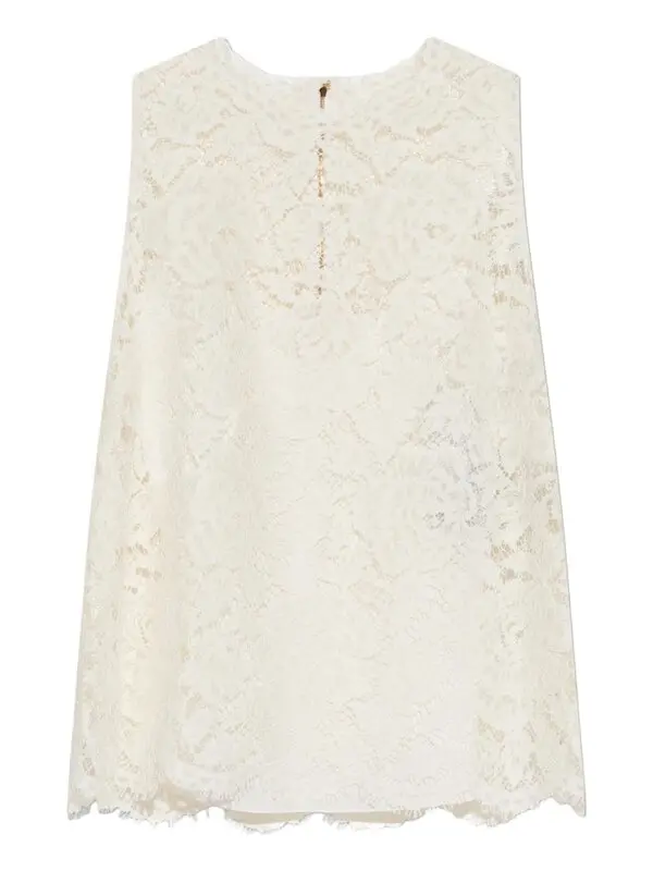Dolce & Gabbana Sleeveless Lace Top - White