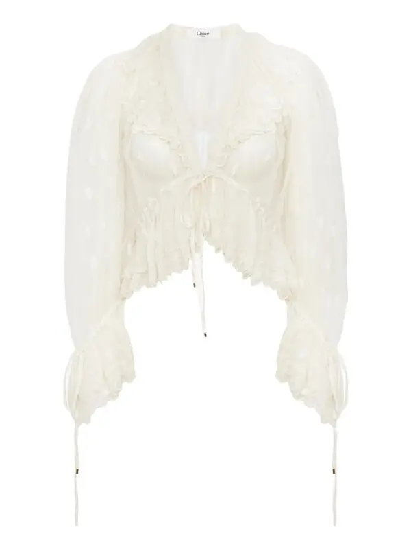 Chloé V-neck Lace Blouse - Whispering White