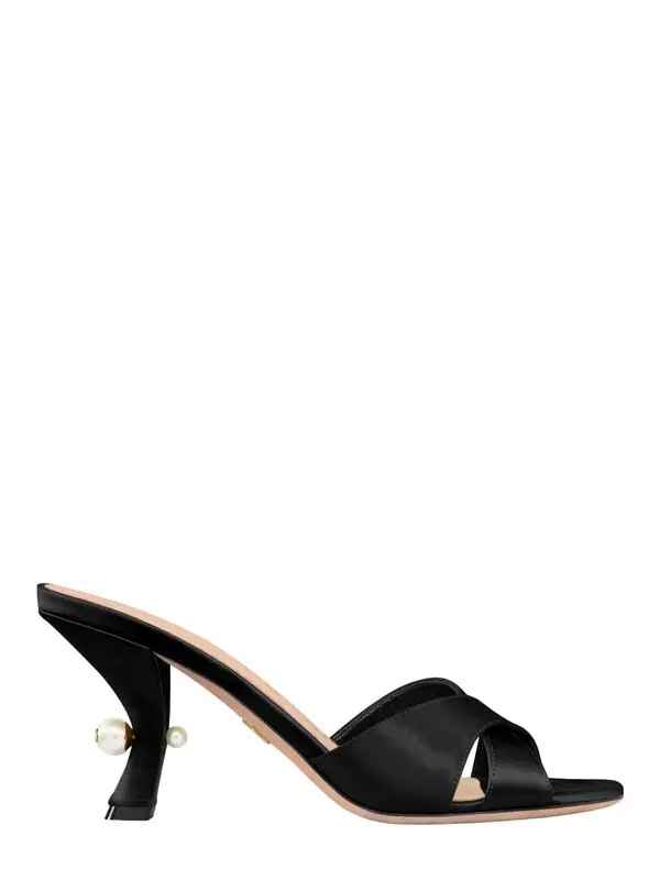 Dior Open-toed High-heeled Sandals With Resin Pearls - Black