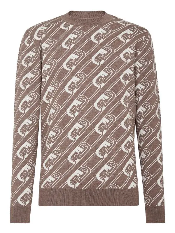 Fendi Multicolour Wool Jumper With Chain Pattern - Multicolor