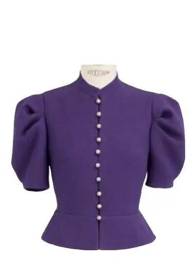 Dior Fitted Short-sleeved Jacket With Stand Collar - Purple