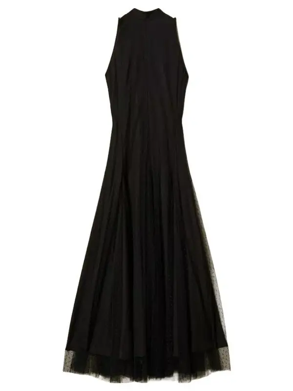 TWINSET Sleeveless Polka Dot Maxi Dress - Black