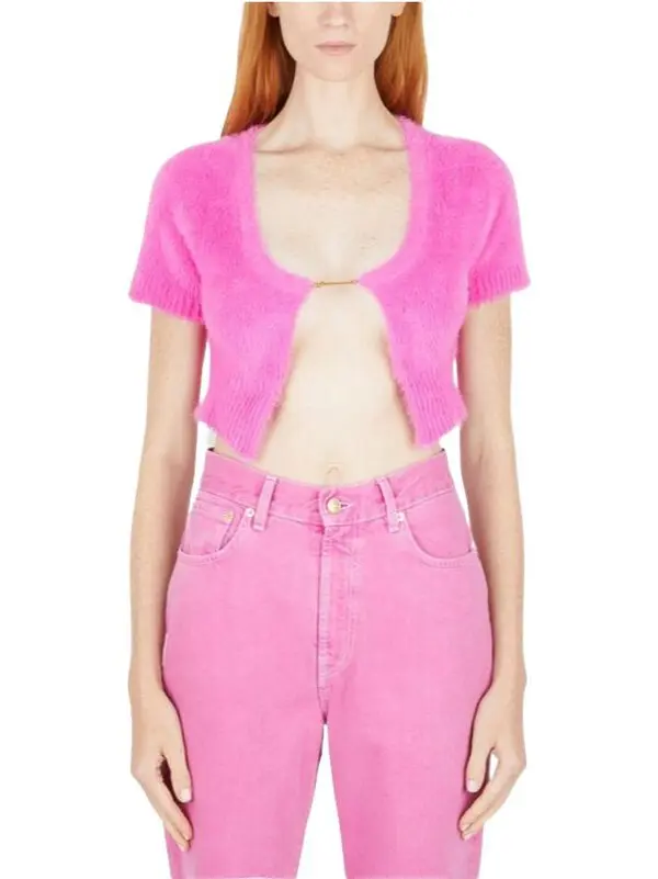Jacquemus Logo Knitted Cardigan - Pink