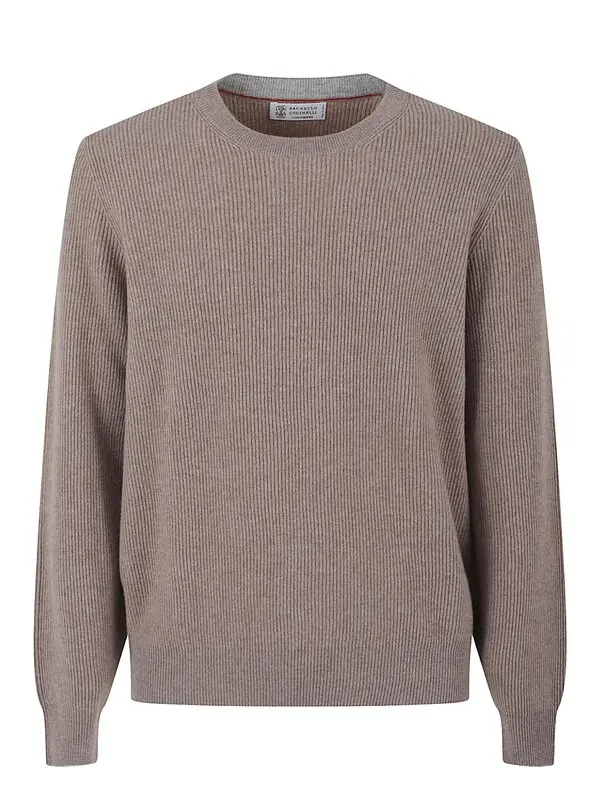 Brunello Cucinelli Ribbed Crew Neck Jumper - Gray