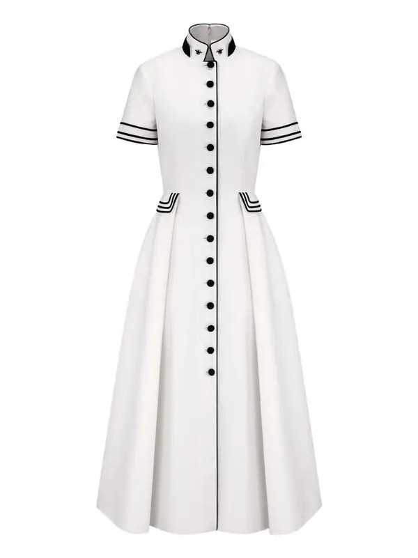 Dior Mid-length Shirtdress With Bee Embroidery - Off White