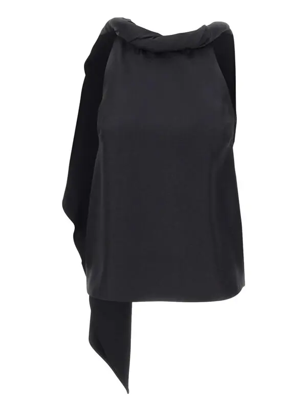 Loulou De Saison Wilma Twisted Collar Top - Black