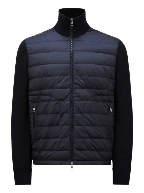 Moncler Padded Zip-up Cardigan With Zip Closure - Navy Blue