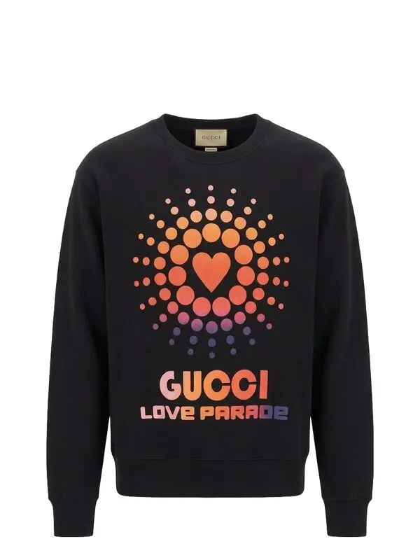 Gucci Logo Printed Crewneck Sweatshirt - Black