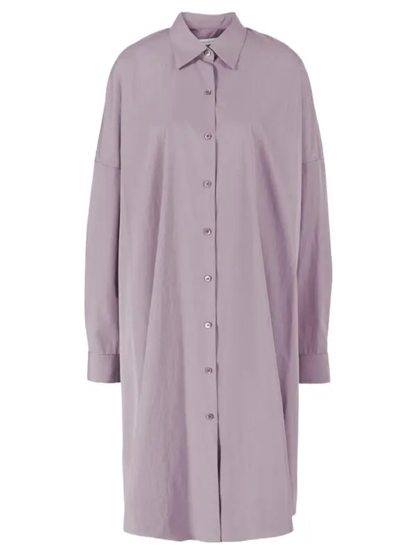 Dries Van Noten Long Sleeve Shirt Dress - Purple