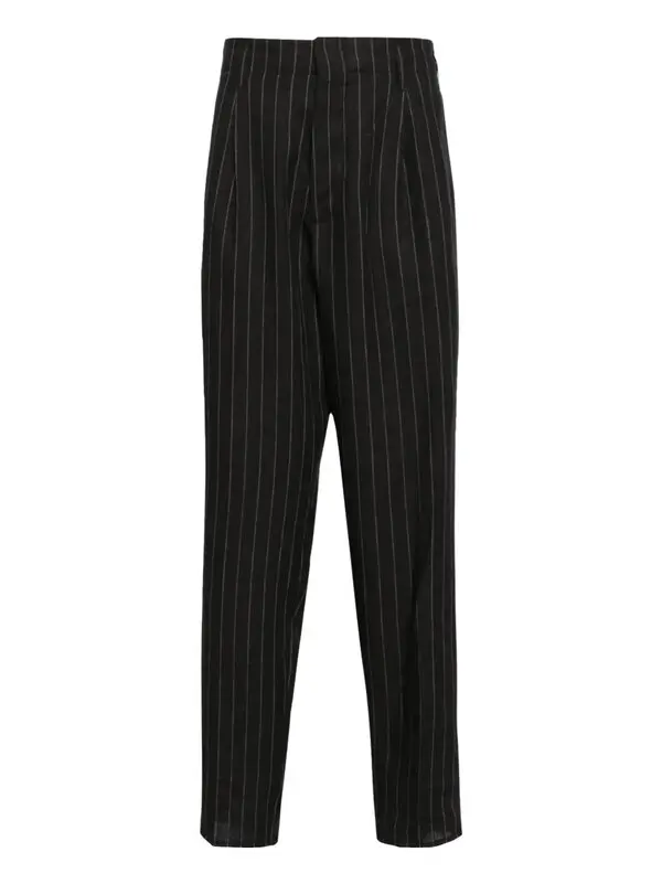 Brunello Cucinelli Pinstripe Linen Trousers - Dark Gray
