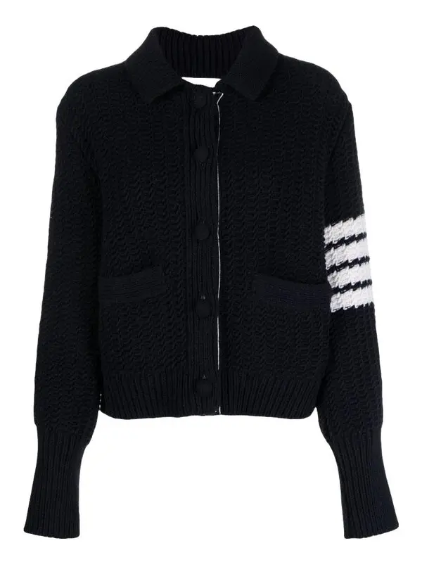 Thom Browne Chunky-knit Merino Wool Cardigan - Navy Blue