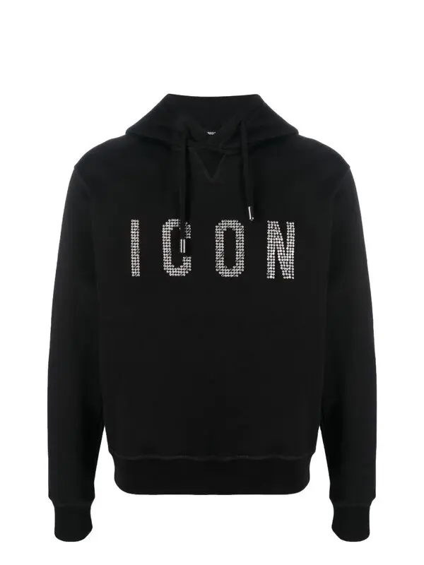 Dsquared2 Icon Embellished Drawstring Hoodie - Black