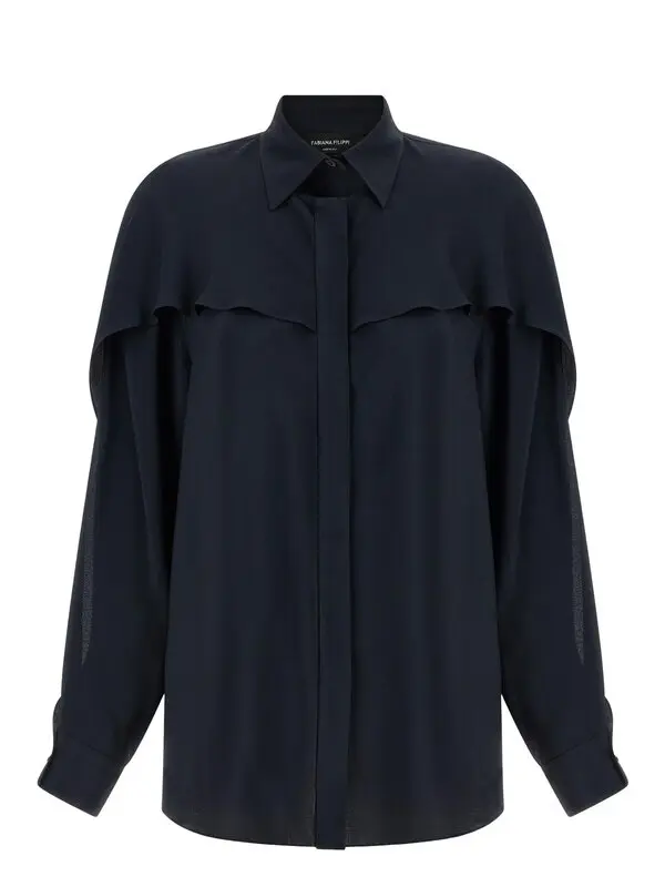 Fabiana Filippi Silk Blend Crepe Shirt With Cut-out Details - Blue