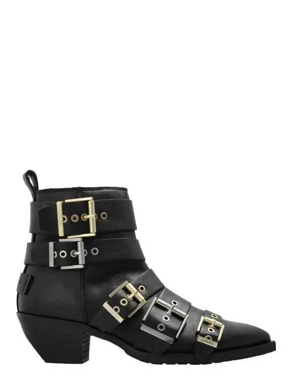 ALLSAINTS Triple Buckle Ankle Boots - Black
