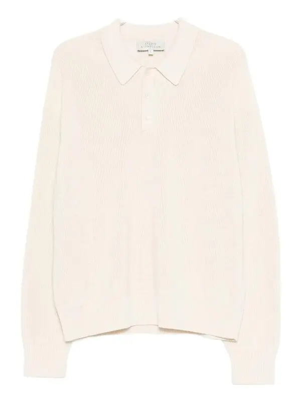 Studio Nicholson Long-sleeved Knitted Polo Shirt - White