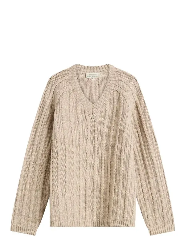 Studio Nicholson Sussex Wool Knit V-neck Sweater - Oatmeal