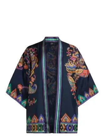 Etro Pattern-printed Open-front Kimono Jacket - Black