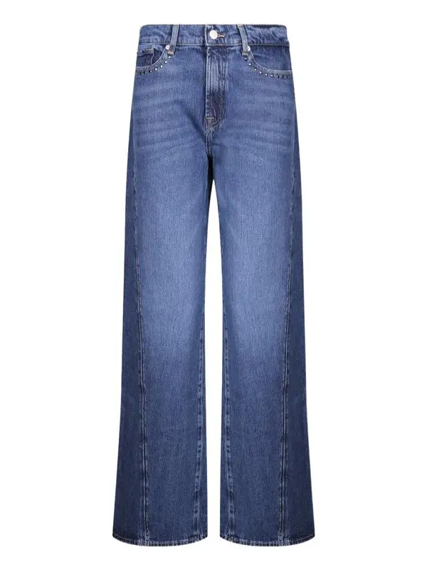 7 For All Mankind Wide-leg Embellished Jeans - Blue