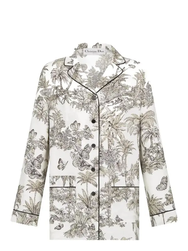 Dior Long Sleeve Graphic Print Shirt - White