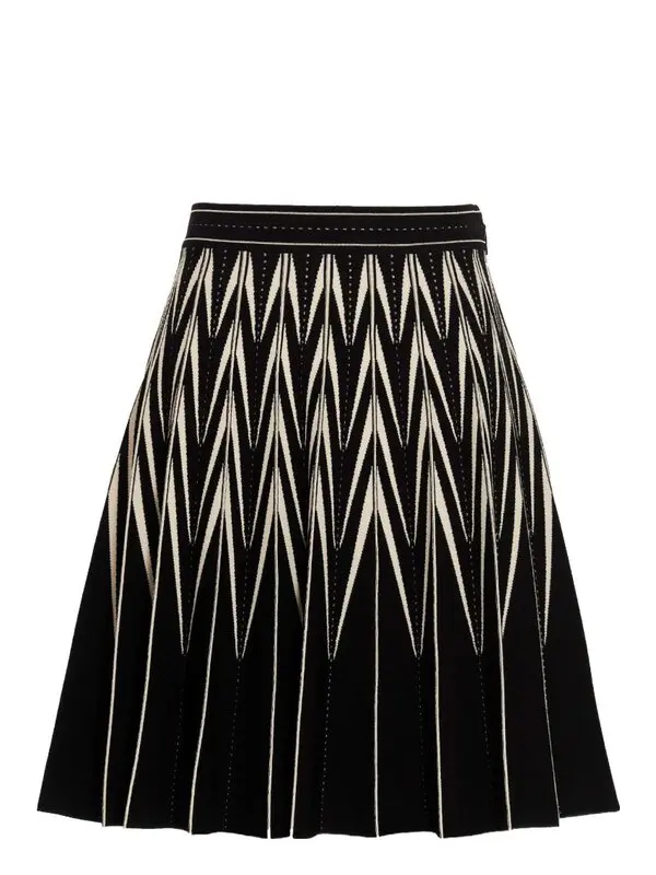 Alexander McQueen Pleated Mini Skirt With Zig-zag Weave - Black