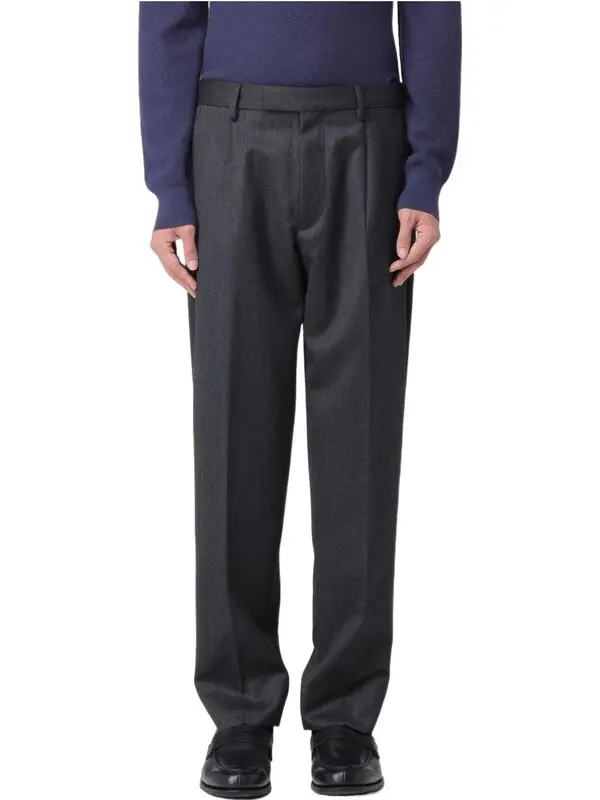 Zegna Tailored Pleated Wool Trousers - Grey