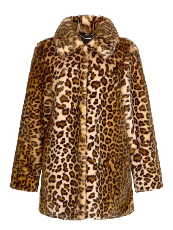 Liu Jo Leopard Print Faux Fur Coat - Brown