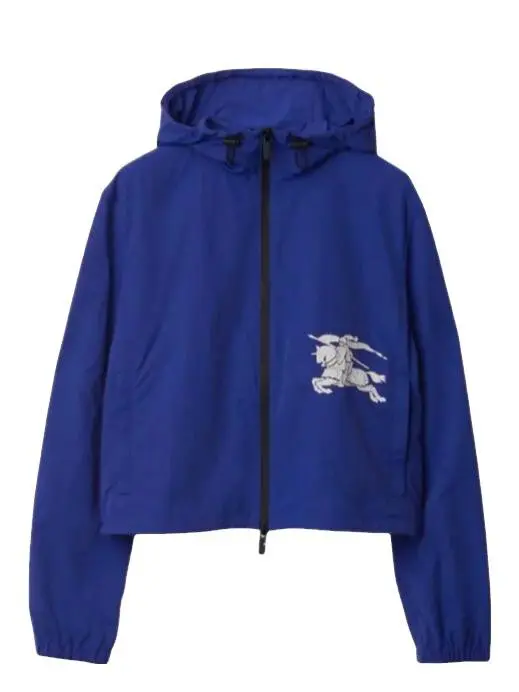 Burberry Long Sleeve Hooded Casual Jacket With Logo Detail - Blue