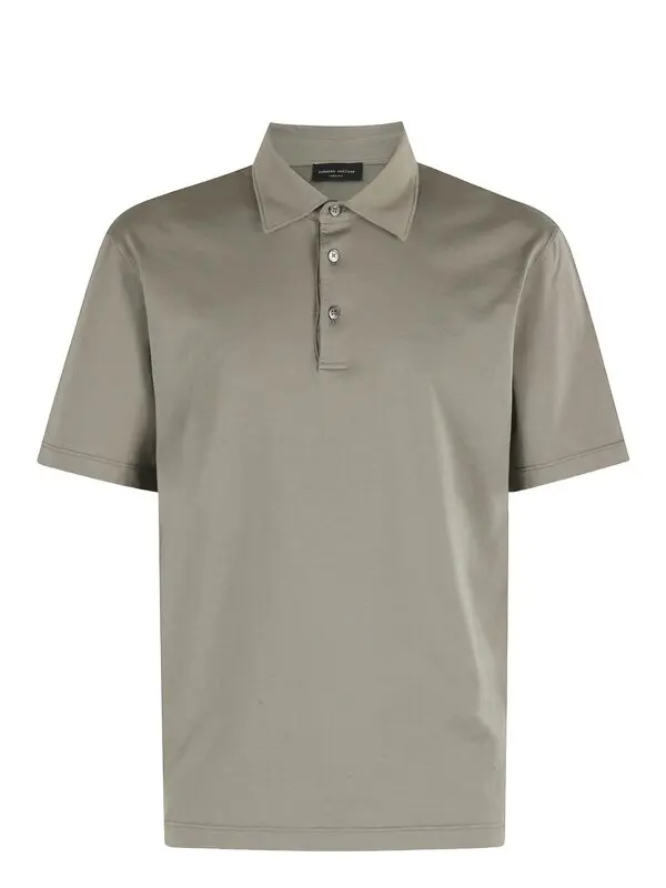 ROBERTO COLLINA Button-down Short Sleeve Polo Shirt - Gray